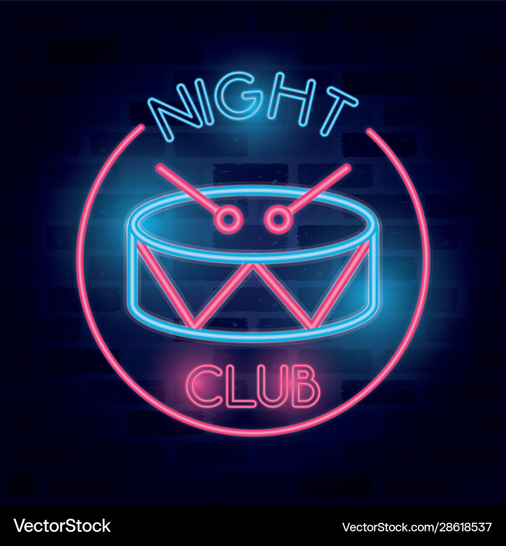 Night club bar label neon lights Royalty Free Vector Image