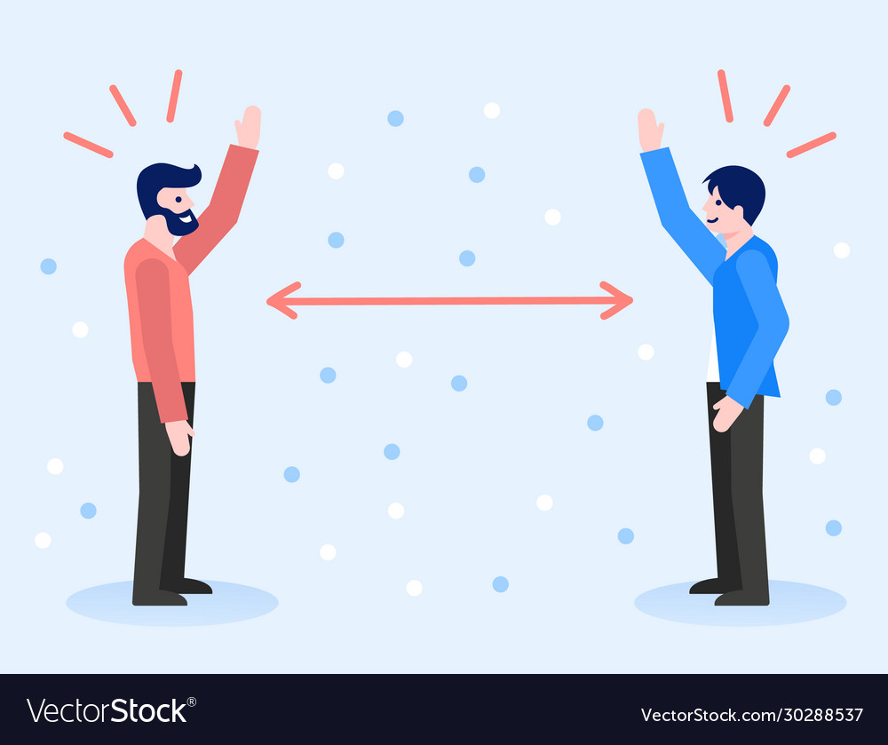 People greeting with social distancing Royalty Free Vector
