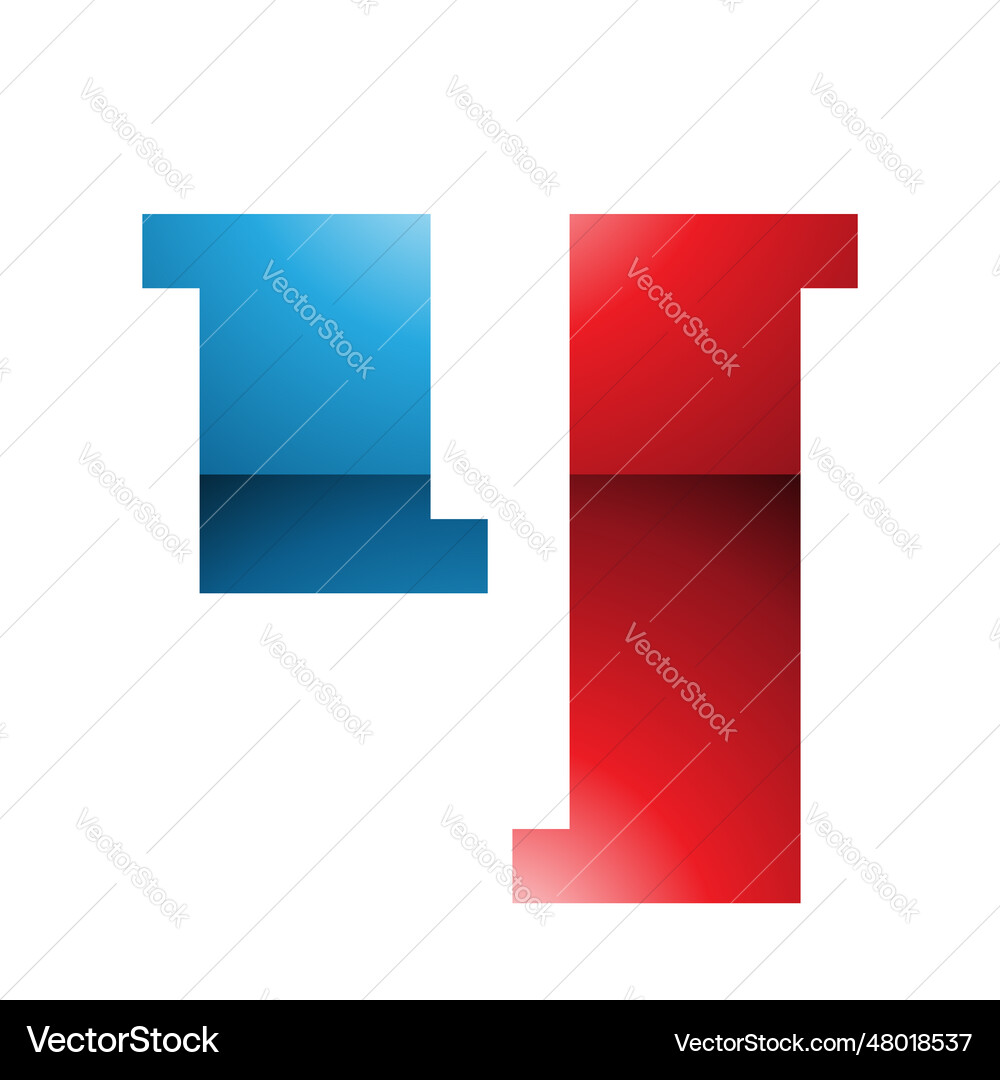 Red and blue glossy stamp shaped letter y icon Vector Image