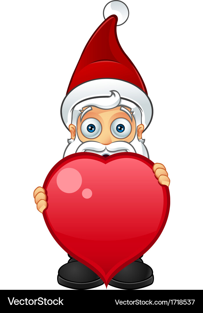 Santa claus holding big heart Royalty Free Vector Image