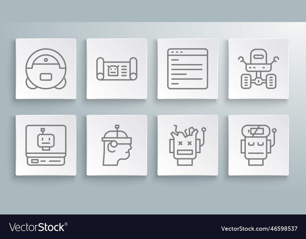 Set line robot blueprint smart glasses broken Vector Image Set line robot blueprint smart glasses broken Vector Image