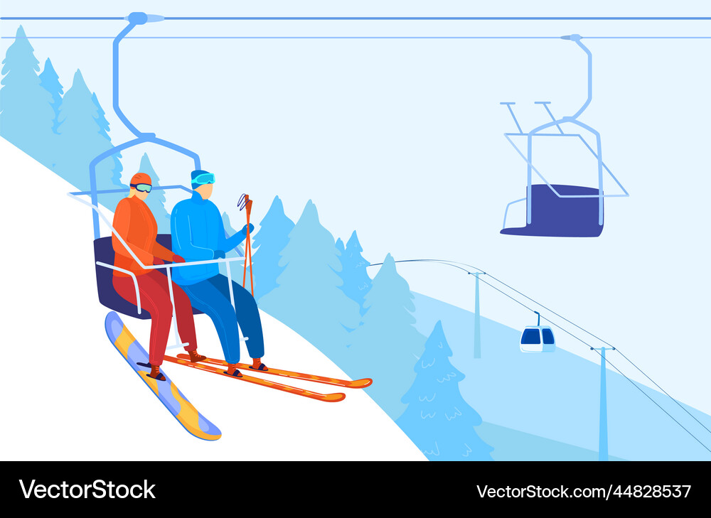 Winter recreation skiing mountain lift snow Vector Image