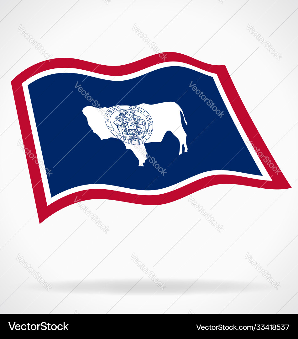 Wyoming wy state flag flying waving Royalty Free Vector