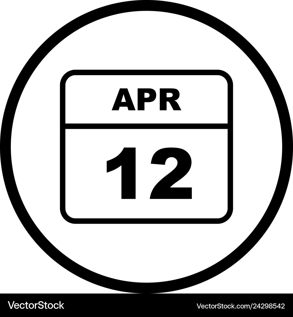 April 12th date on a single day calendar Vector Image