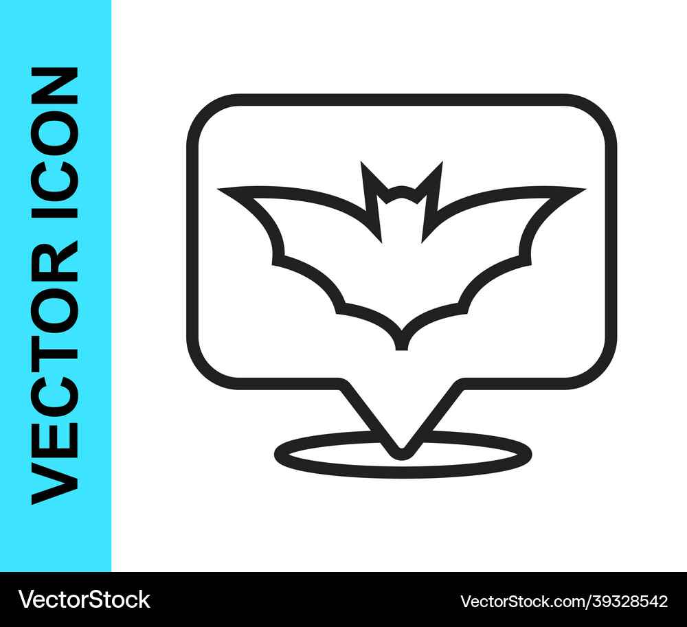 Black line flying bat icon isolated on white Vector Image