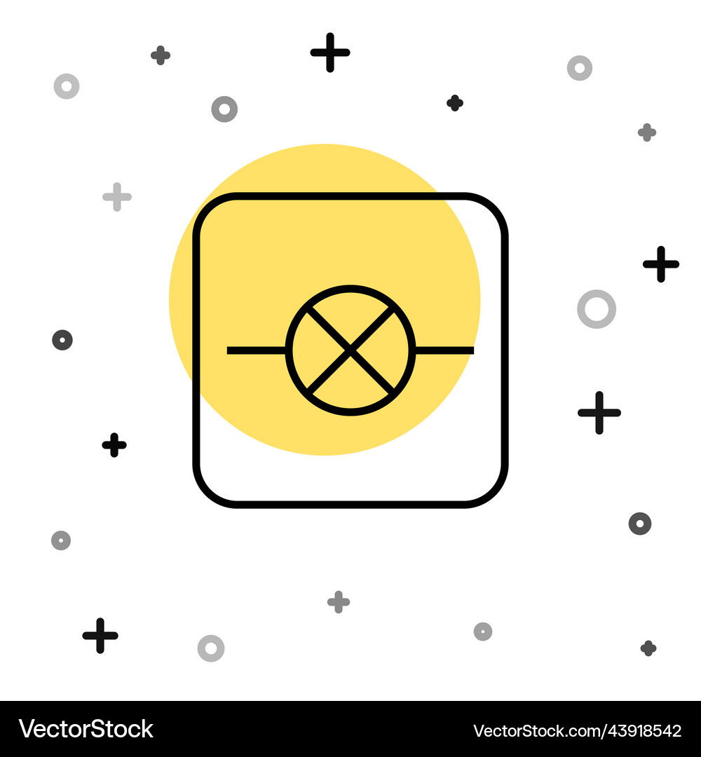 Black line lamp in electronic circuit icon Vector Image