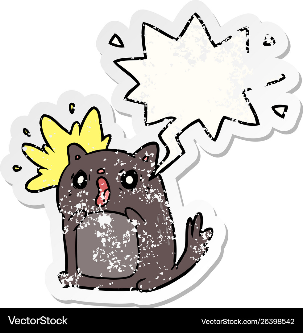 Cartoon shocked cat amazed and speech bubble Vector Image