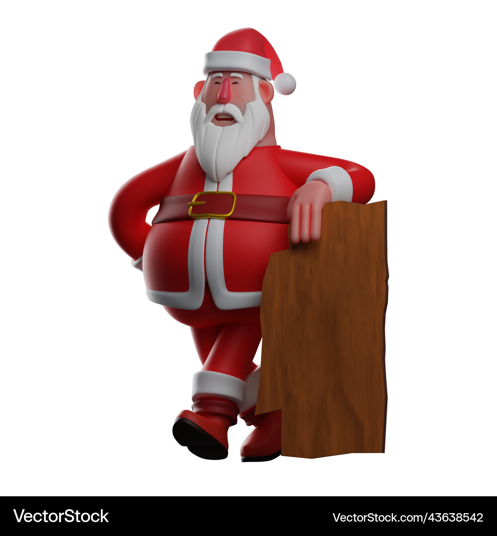 Cute 3d santa cartoon character standing Vector Image