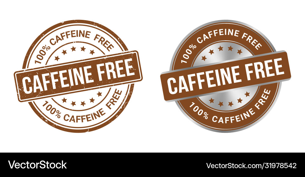 Grunge stamp and silver label caffeine free Vector Image
