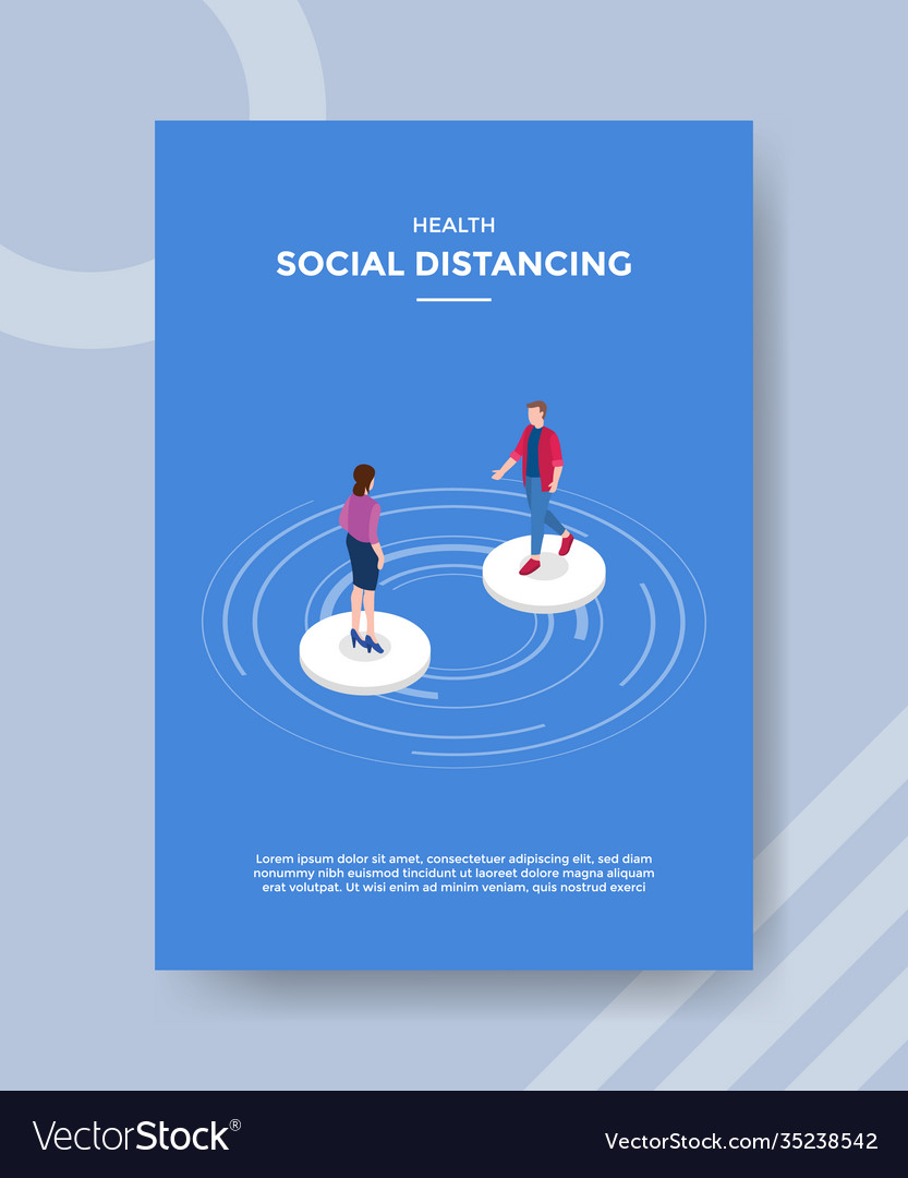 Health social distancing men and women standing Vector Image