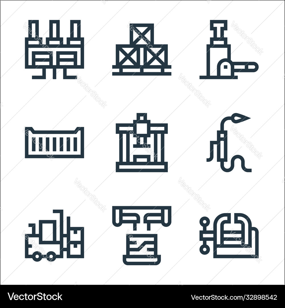 Manufacturing line icons linear set quality line Vector Image