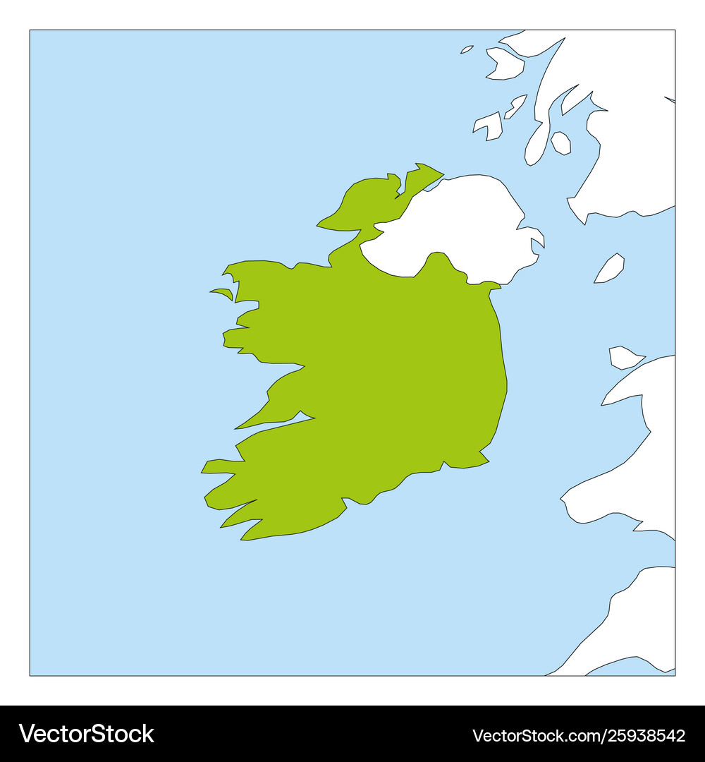 Map ireland green highlighted with neighbor Vector Image