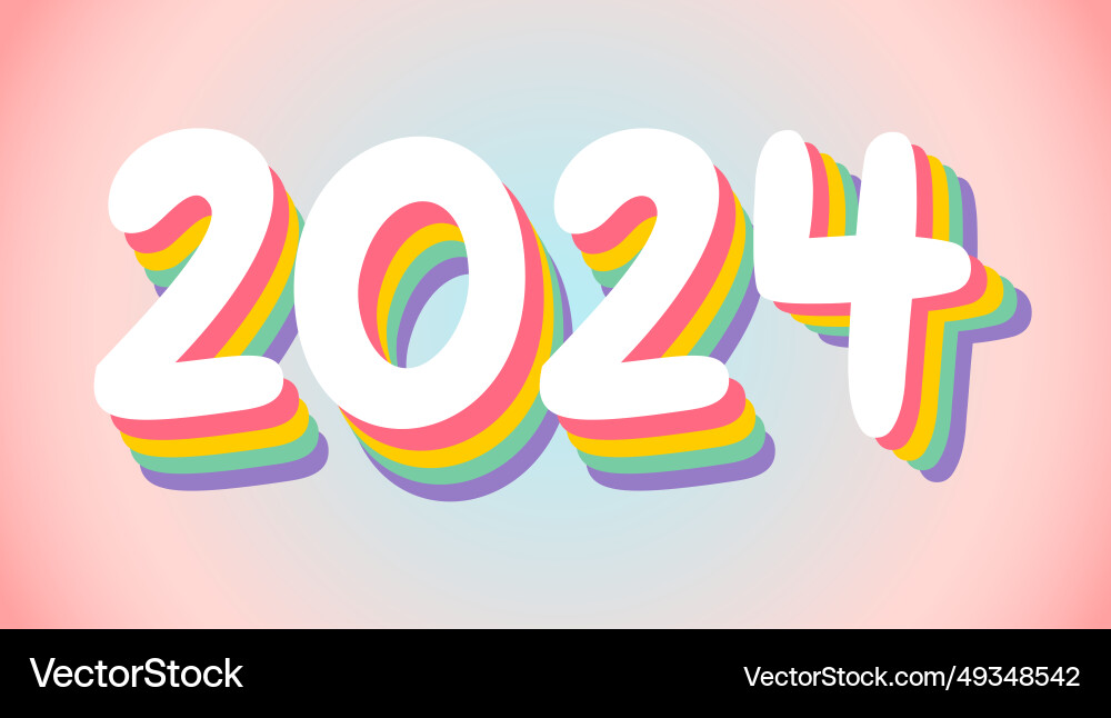 New year postcard 2024 in retro style Royalty Free Vector