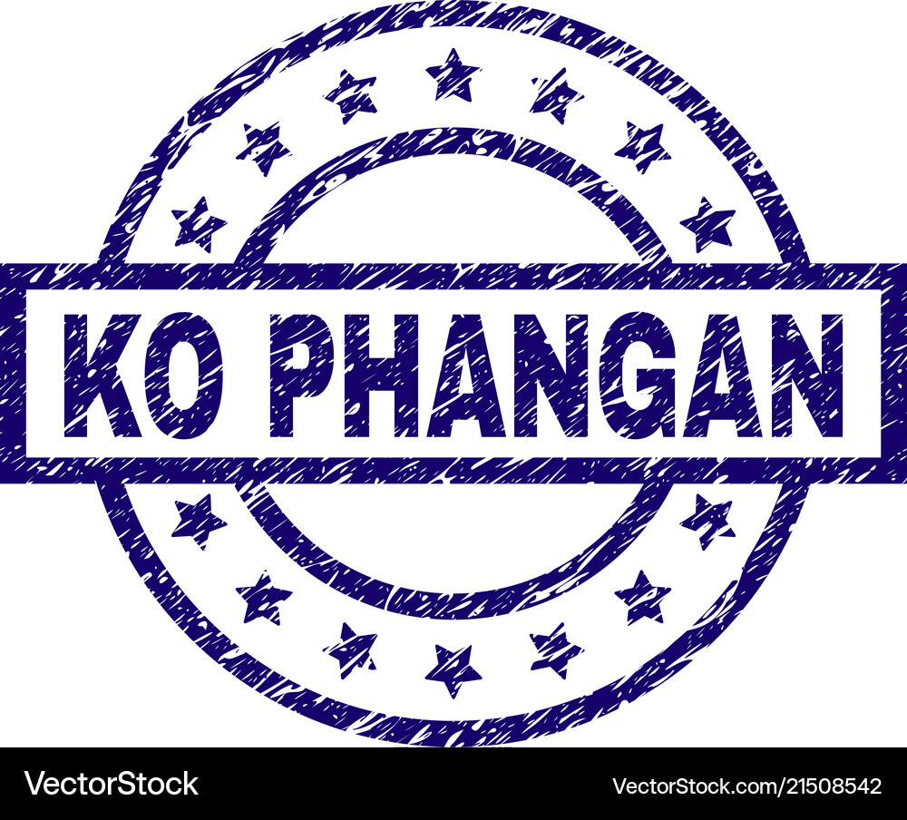 Scratched textured ko phangan stamp seal Vector Image