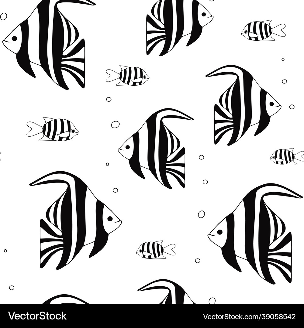 Seamless pattern of exotic coral reef fish Vector Image