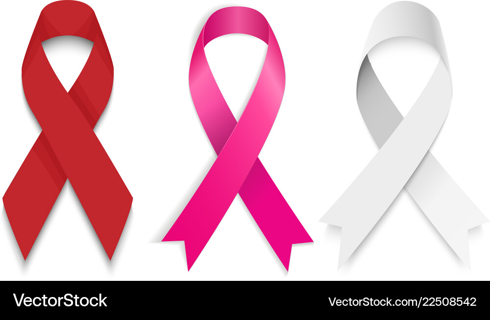 Set gray red and pinck ribbon Royalty Free Vector Image