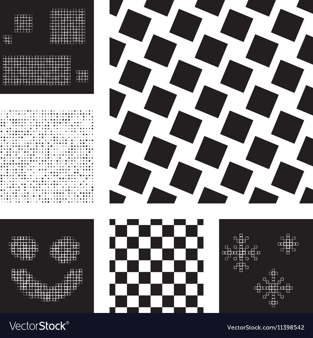 Set of abstract patterns with squares Royalty Free Vector