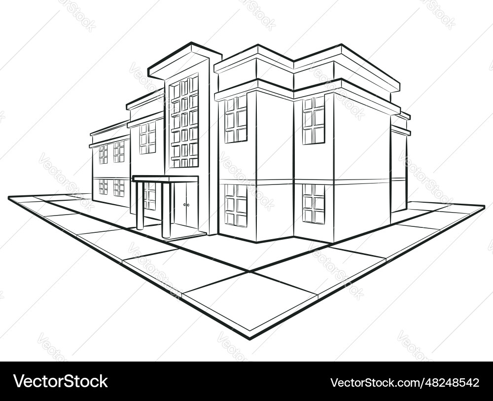 Sketch university building academic college Vector Image
