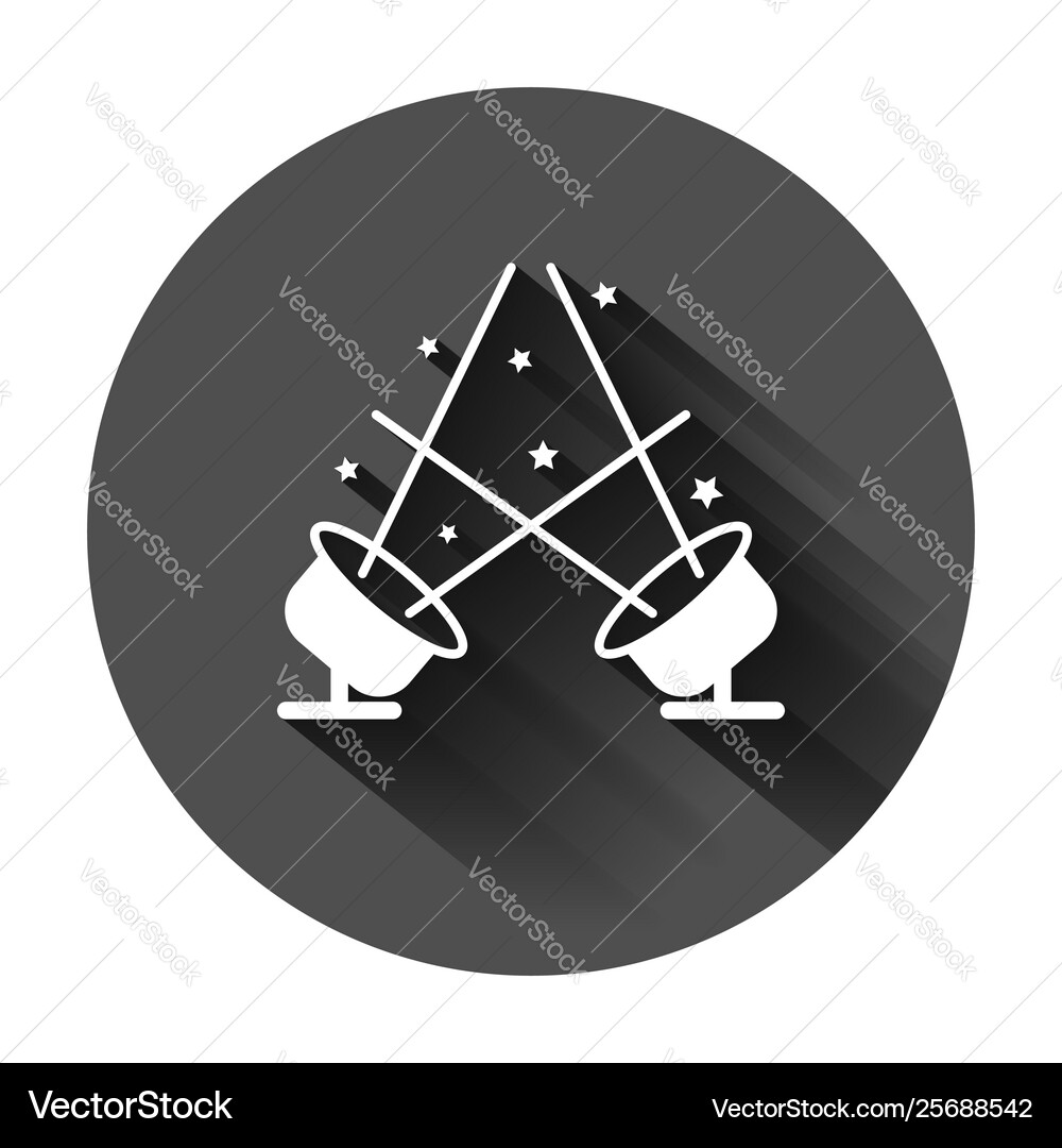 Spotlight icon in flat style lamp on black round Vector Image