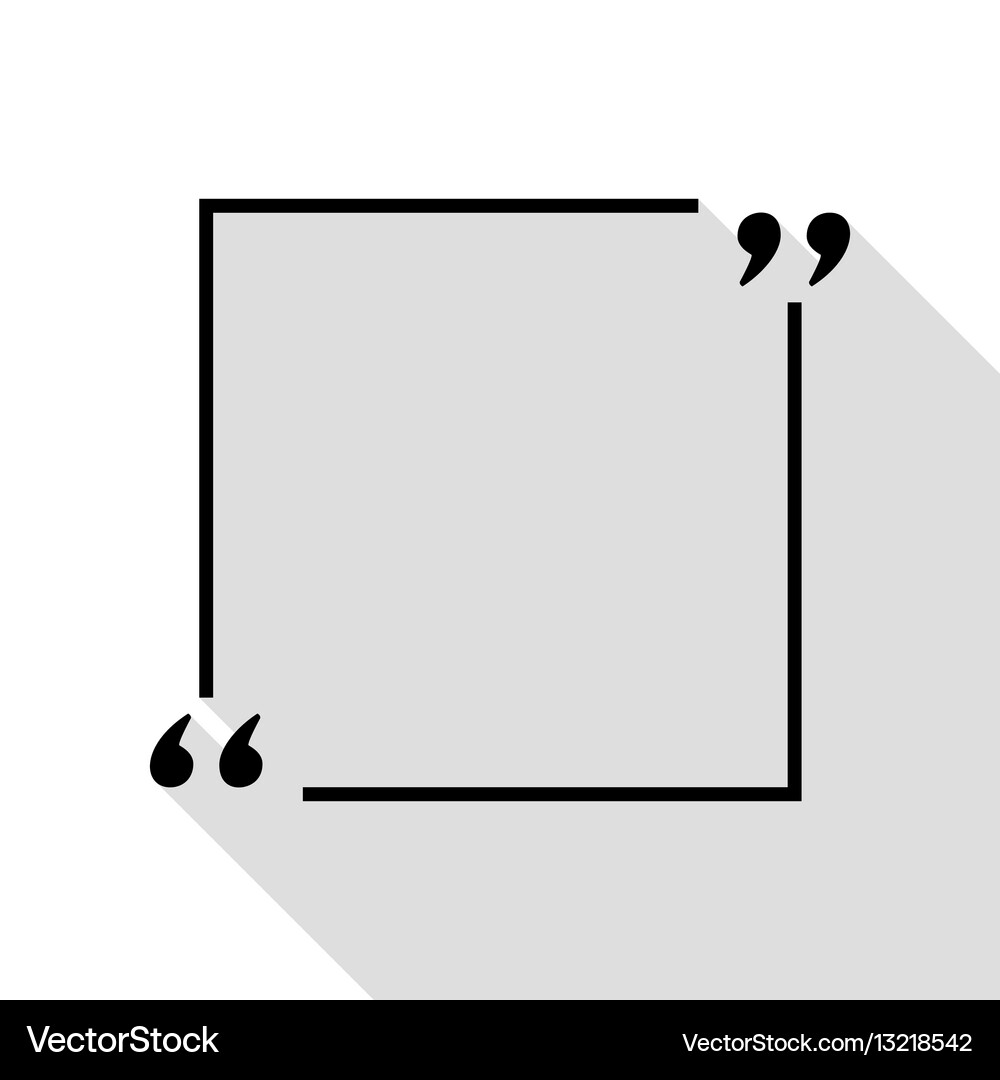 Text quote sign black icon with flat style shadow Vector Image
