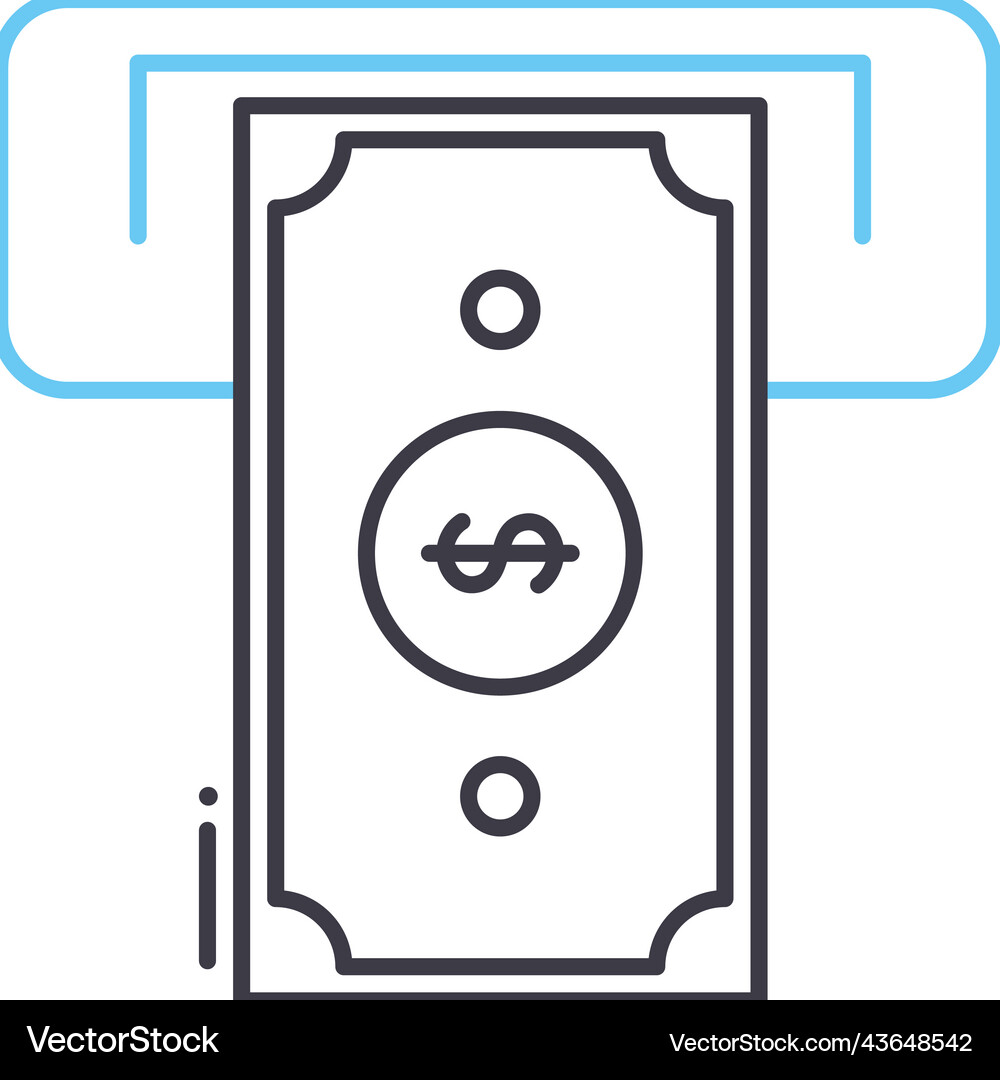Withdrawal line icon outline symbol Royalty Free Vector