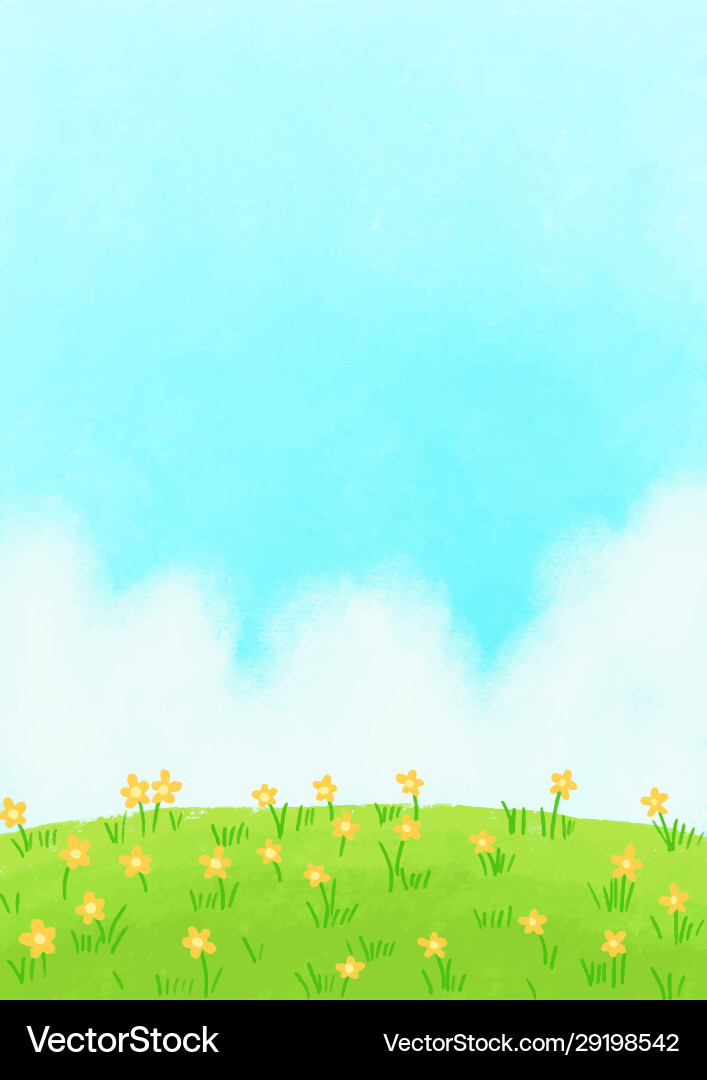 Yellow flower meadow with cloud sky on noon Vector Image
