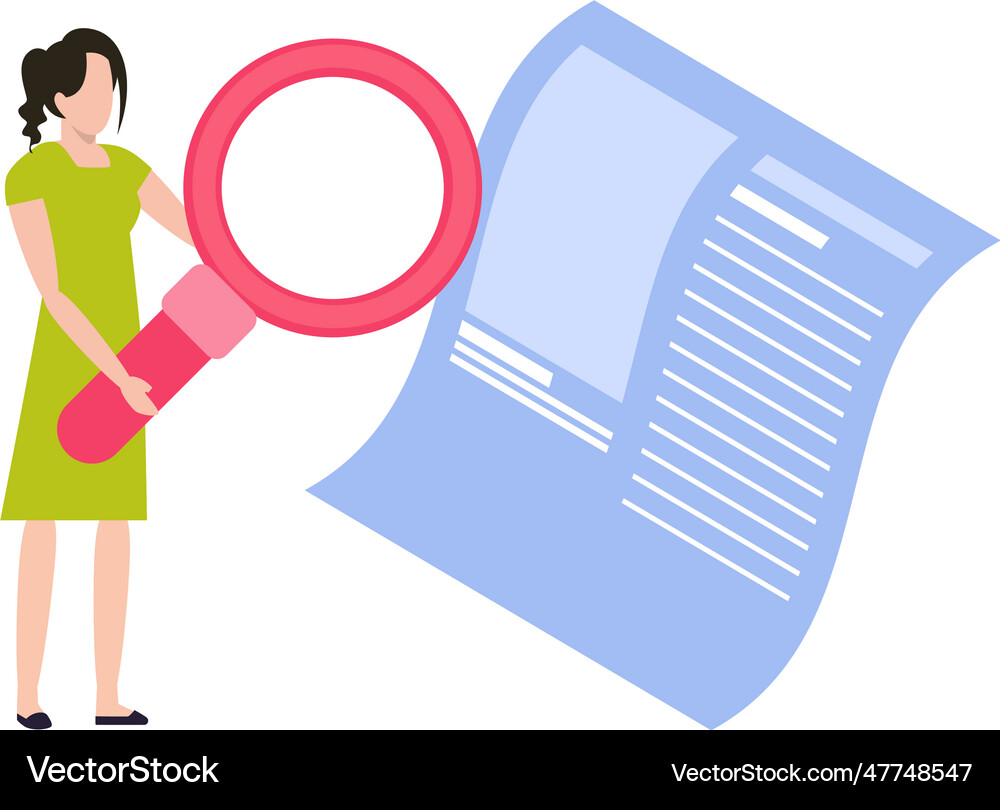 A girl is looking for file Royalty Free Vector Image