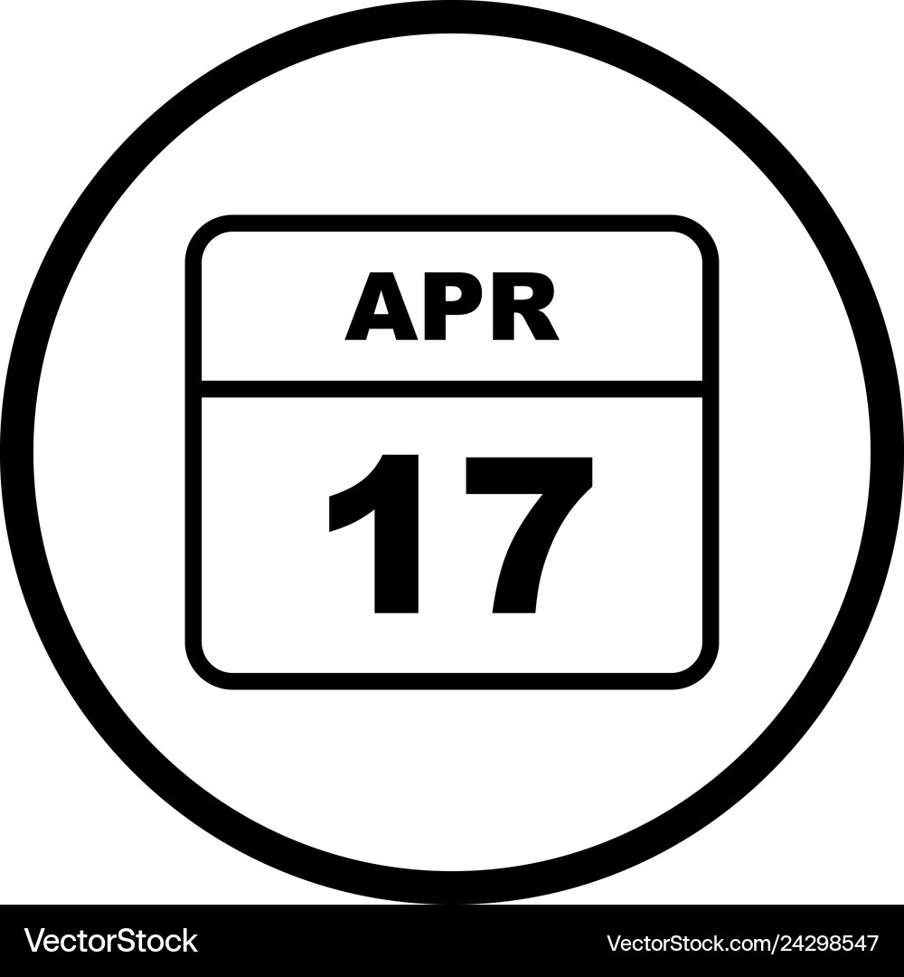 April 17th date on a single day calendar Vector Image