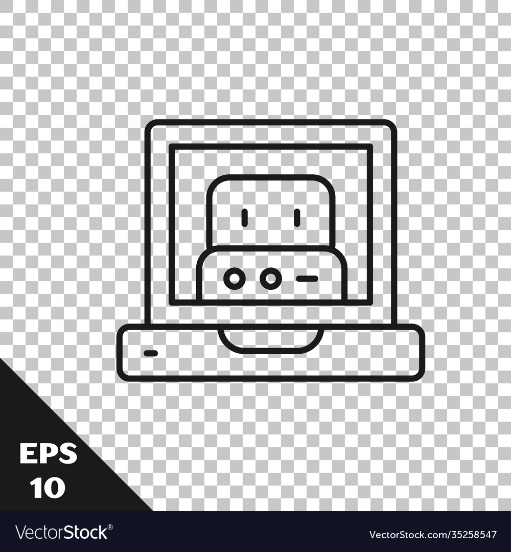 Black line creating robot icon isolated Royalty Free Vector