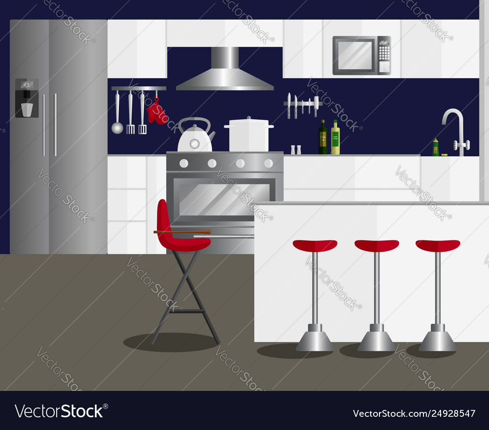 Flat design for kitchen Royalty Free Vector Image