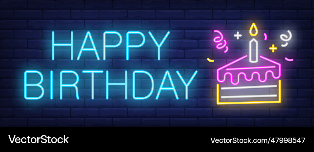 Happy birthday neon sign Royalty Free Vector Image