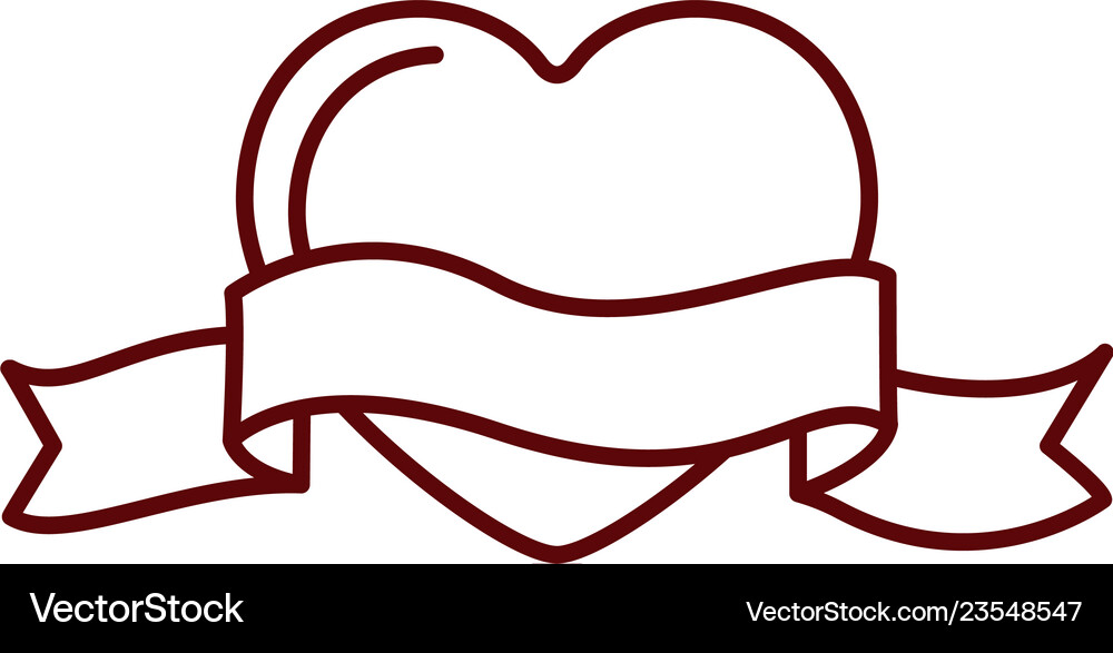 Heart with ribbon isolated icon Royalty Free Vector Image