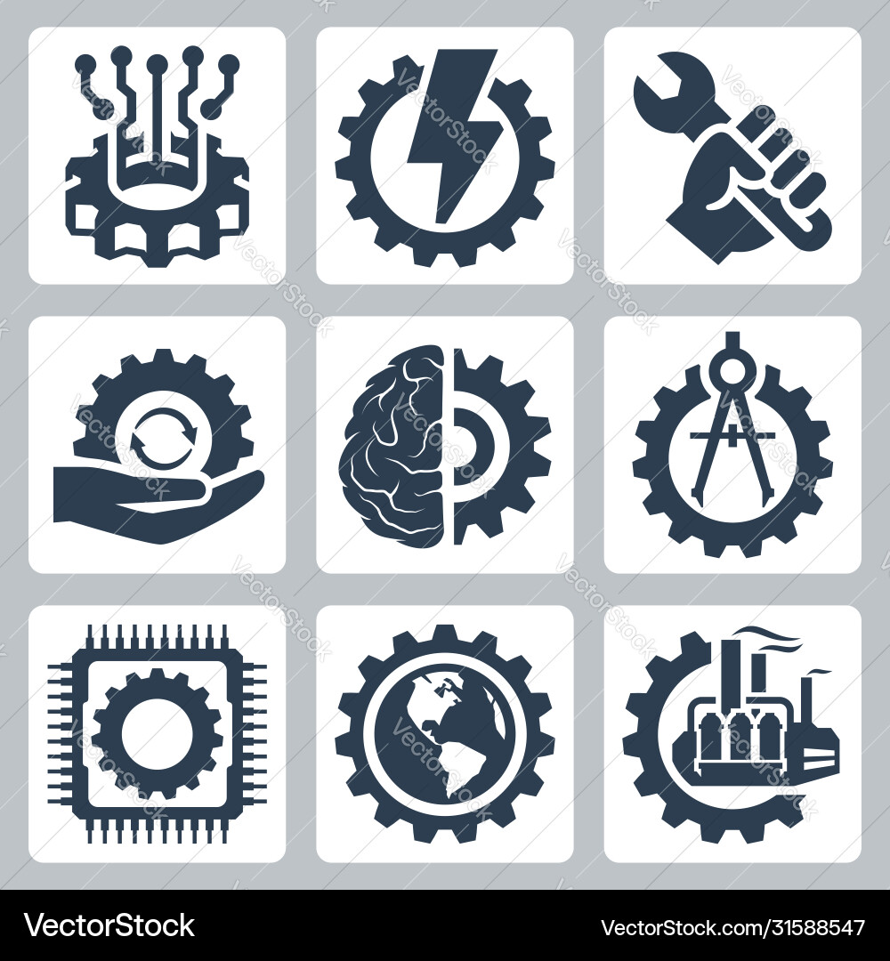 Industry and manufacturing related icon set Vector Image