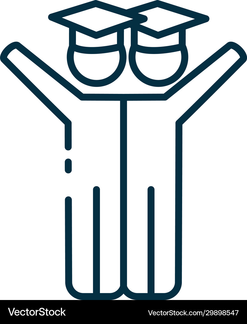 Isolated avatars with graduation caps line style Vector Image