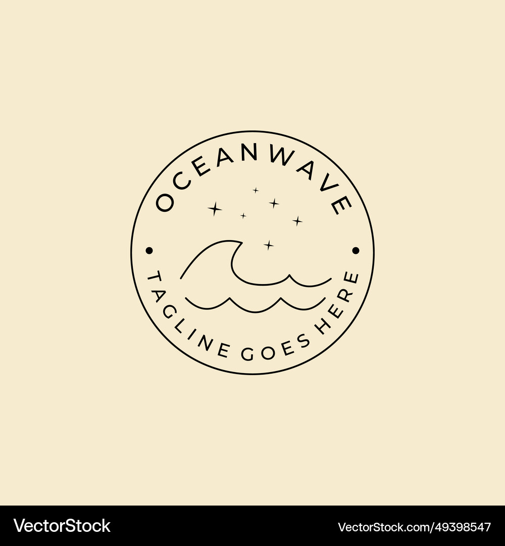 Ocean wave badge logo line symbol design Vector Image