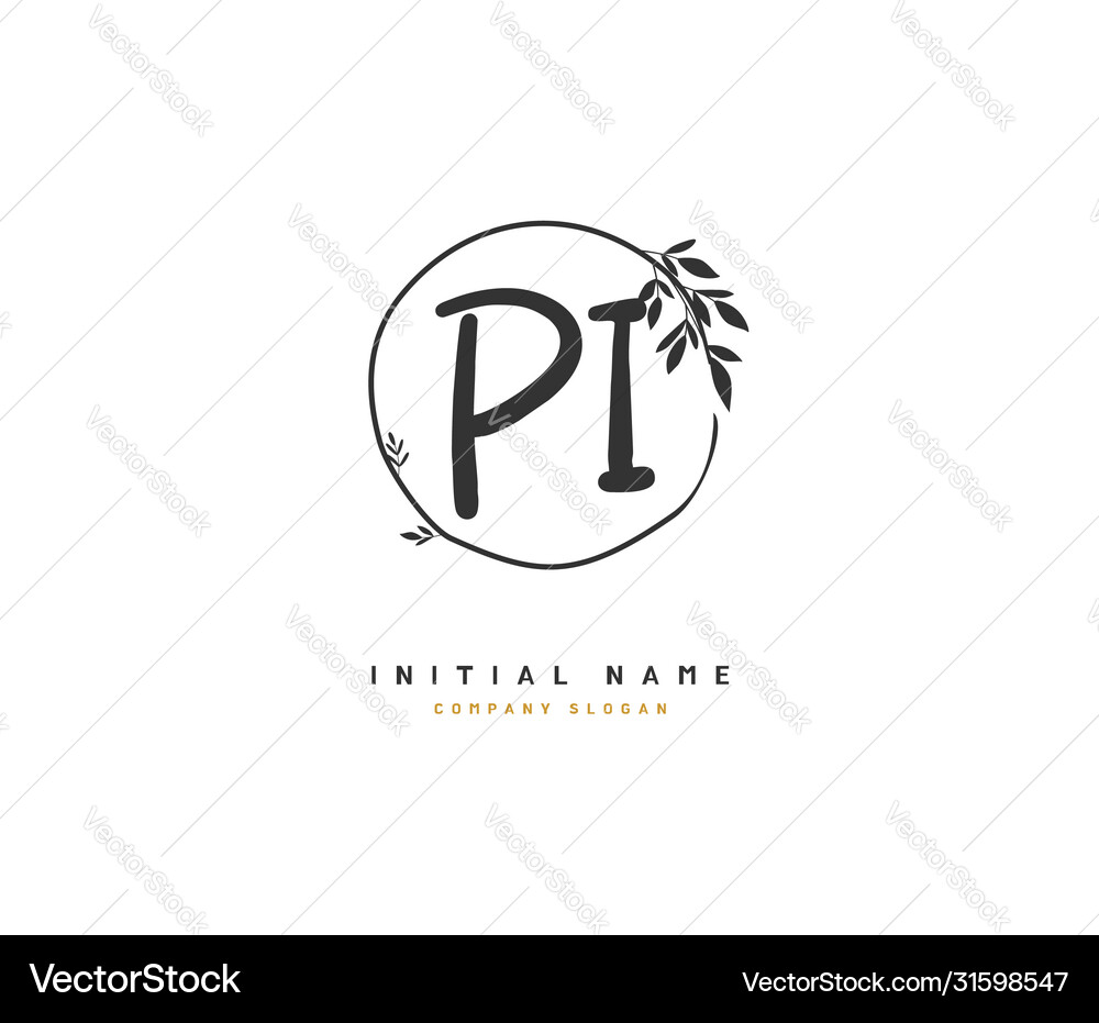 P i pi beauty initial logo handwriting logo Vector Image