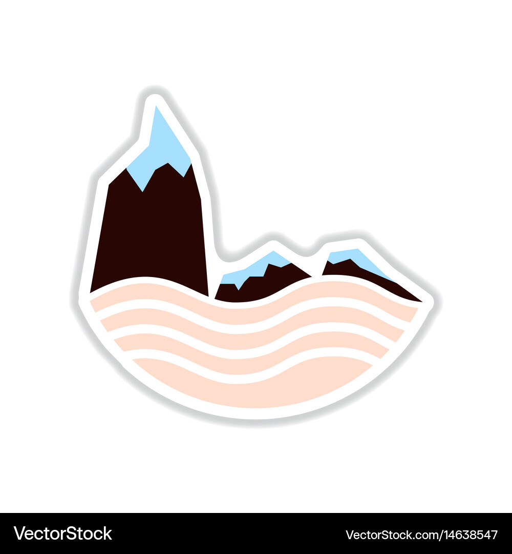 Paper sticker on white background sea cliff Vector Image