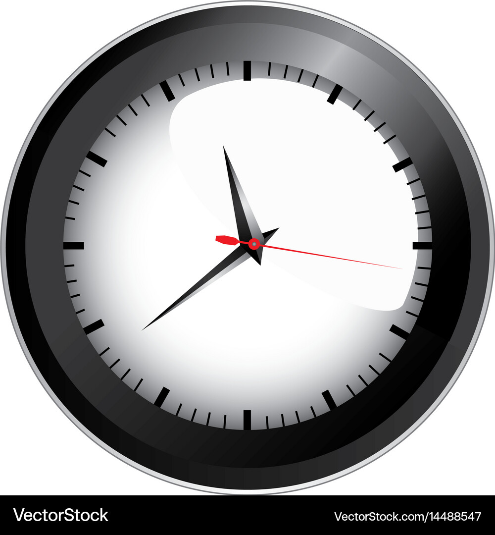 Realistic graphic of black wall clock Royalty Free Vector