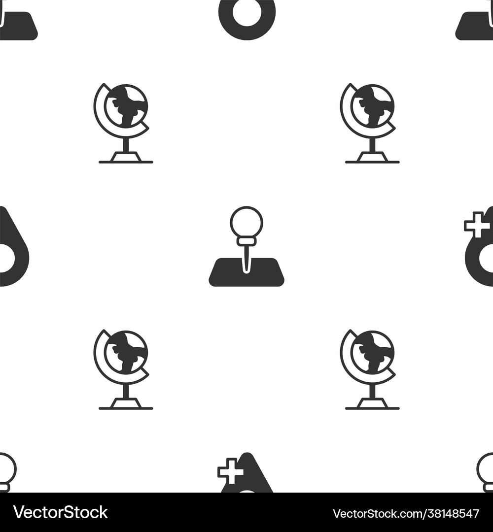 Set location push pin and earth globe on seamless Vector Image