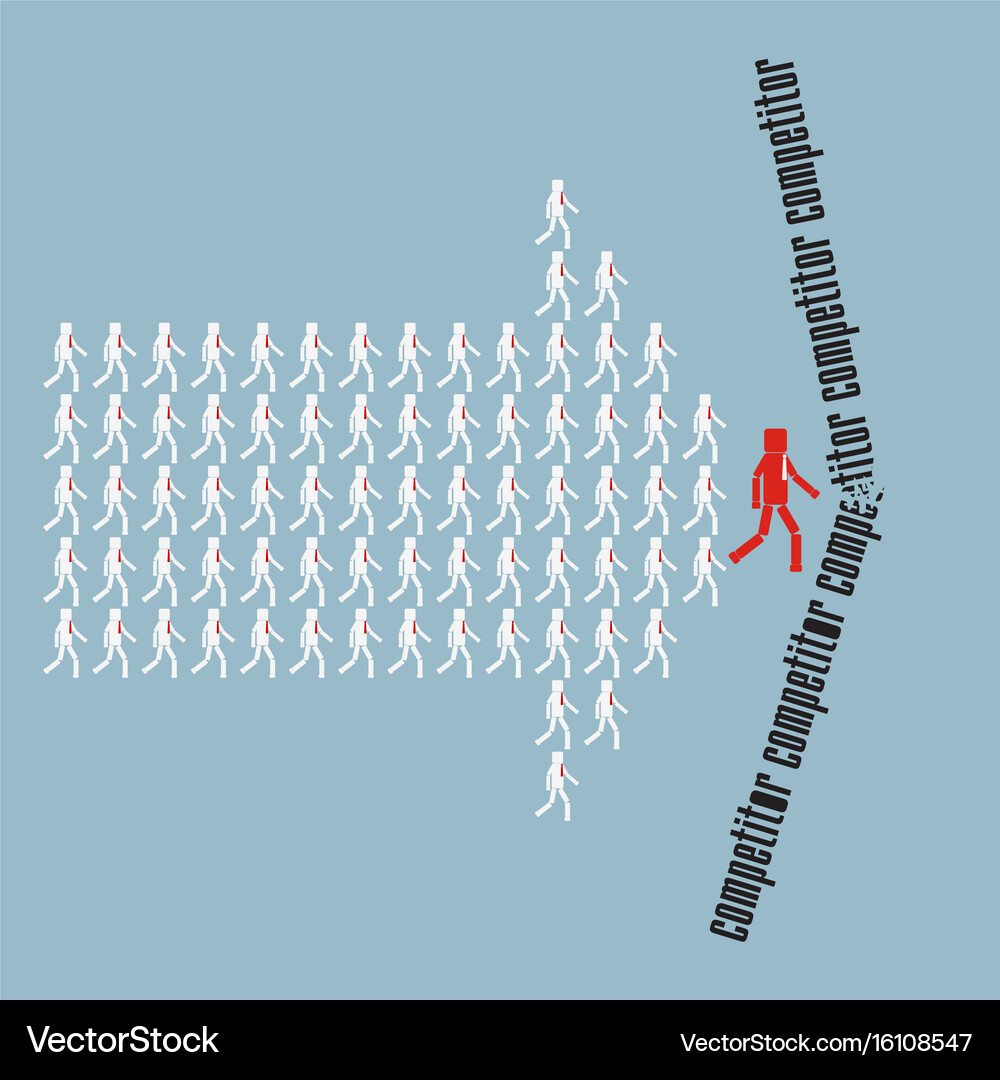 Teamwork concept the crowd of workers follows Vector Image