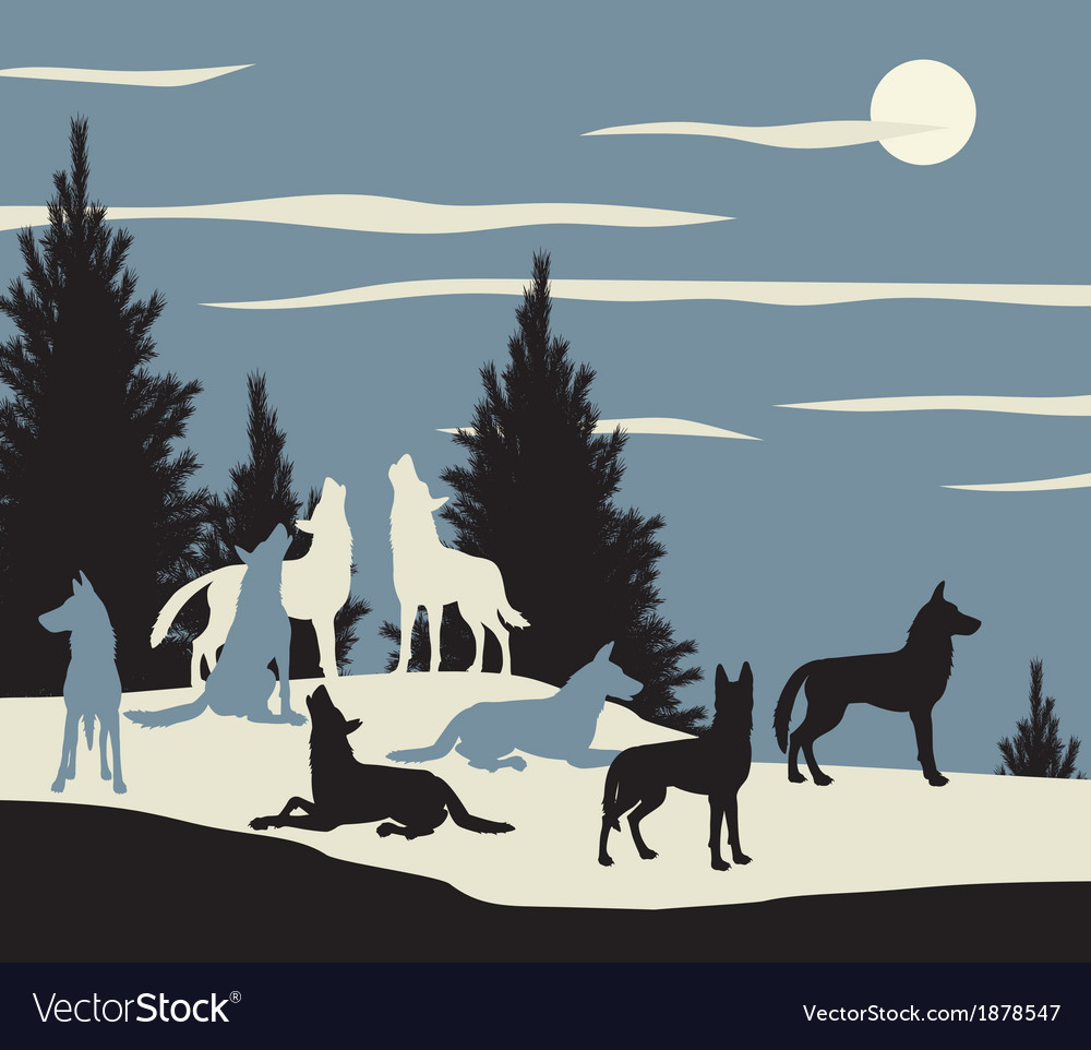 Wolf pack Royalty Free Vector Image - VectorStock