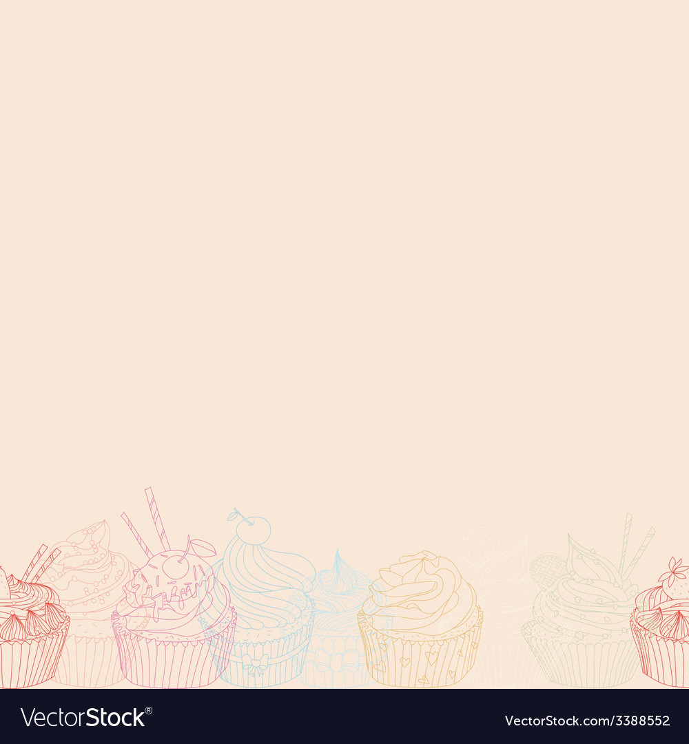 Cupcake border pattern Royalty Free Vector Image