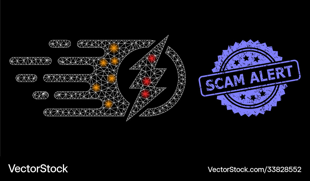Distress scam alert stamp seal and bright web Vector Image