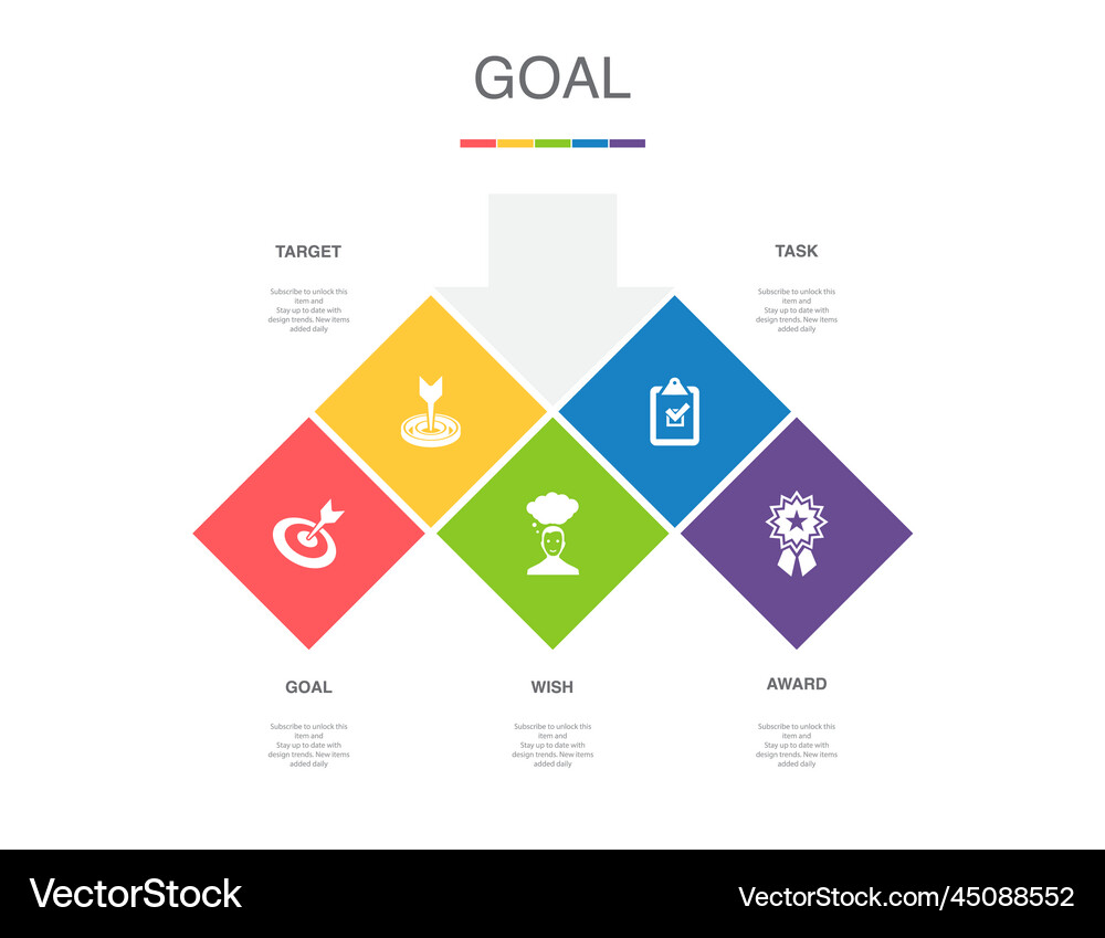 Goal target wish task award icons infographic Vector Image