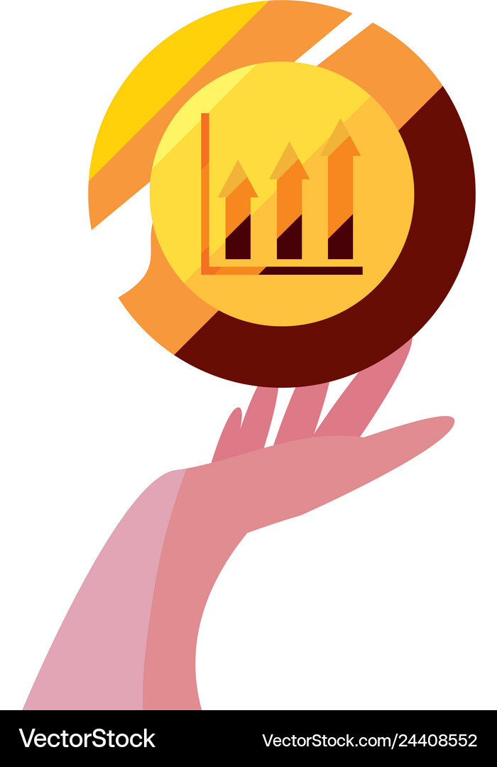 Hand with gold coin diagram Royalty Free Vector Image