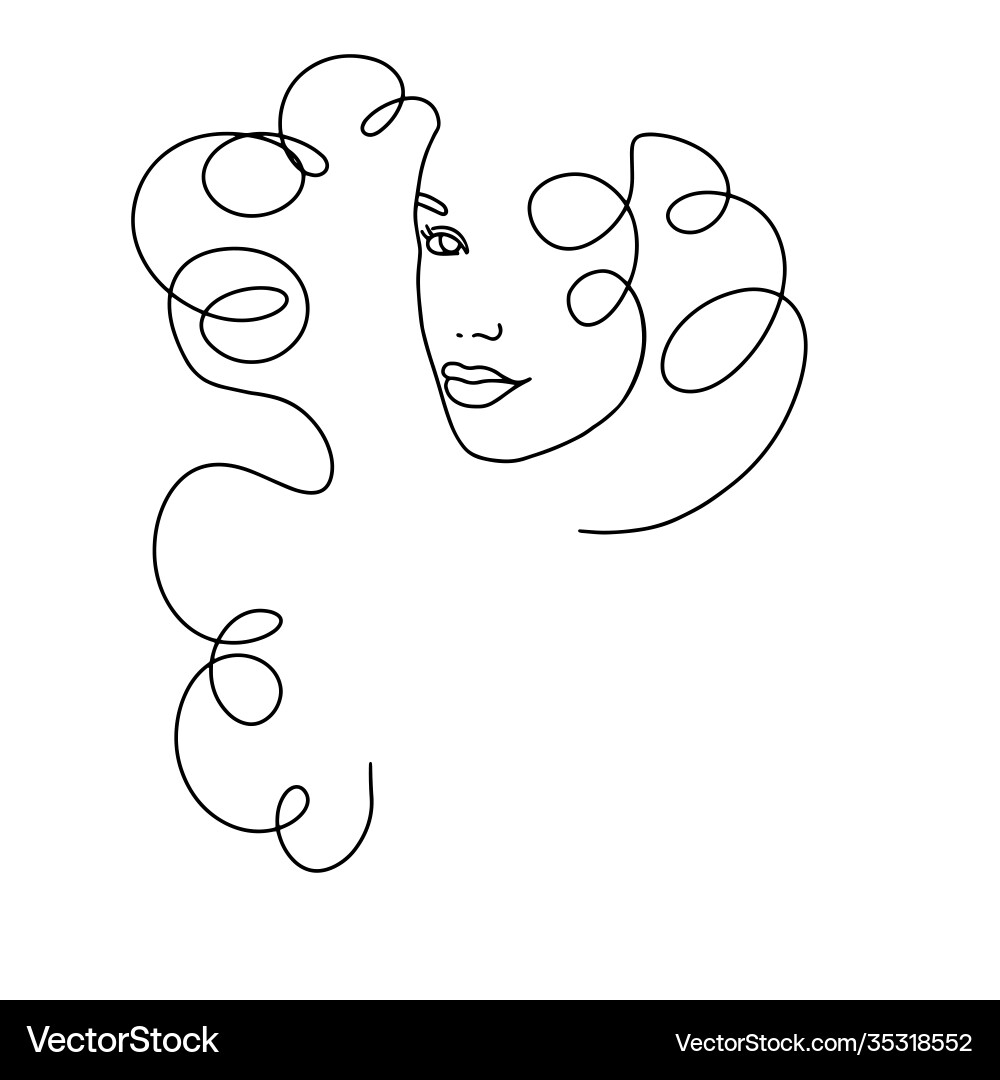 Line drawing a beautiful woman 4 Royalty Free Vector Image