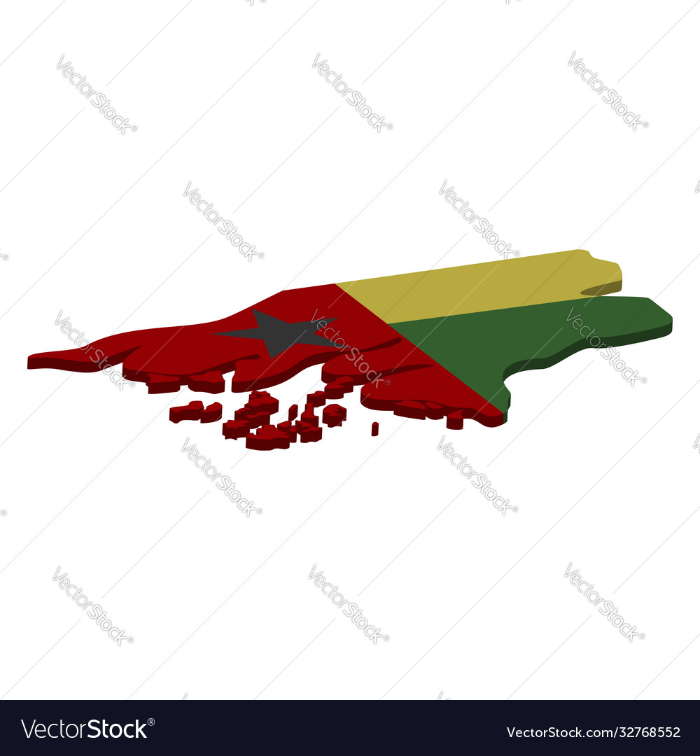 Map guinea bissau - 3d flag Royalty Free Vector Image