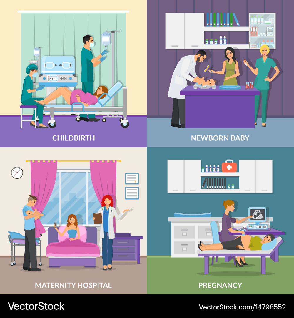 Maternity hospital 2x2 design concept Royalty Free Vector