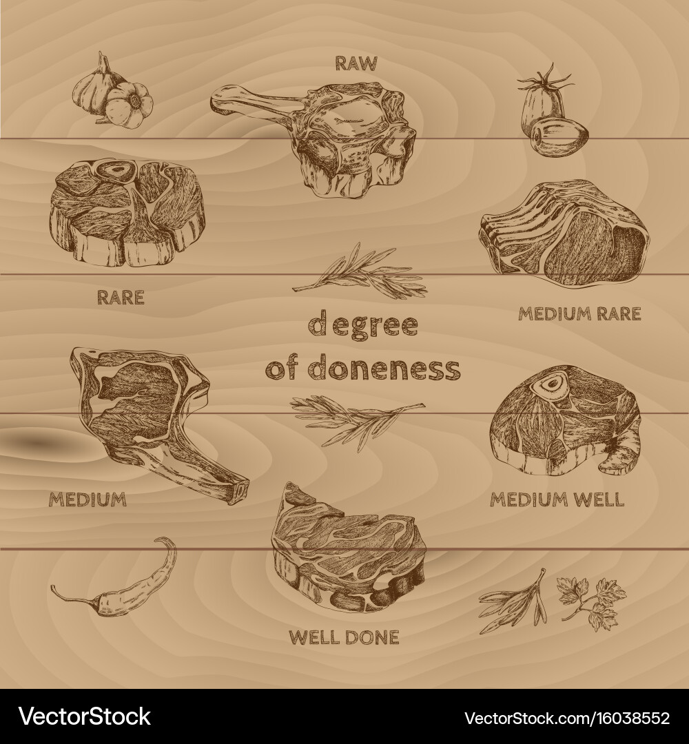 Meat degree of doneness Royalty Free Vector Image