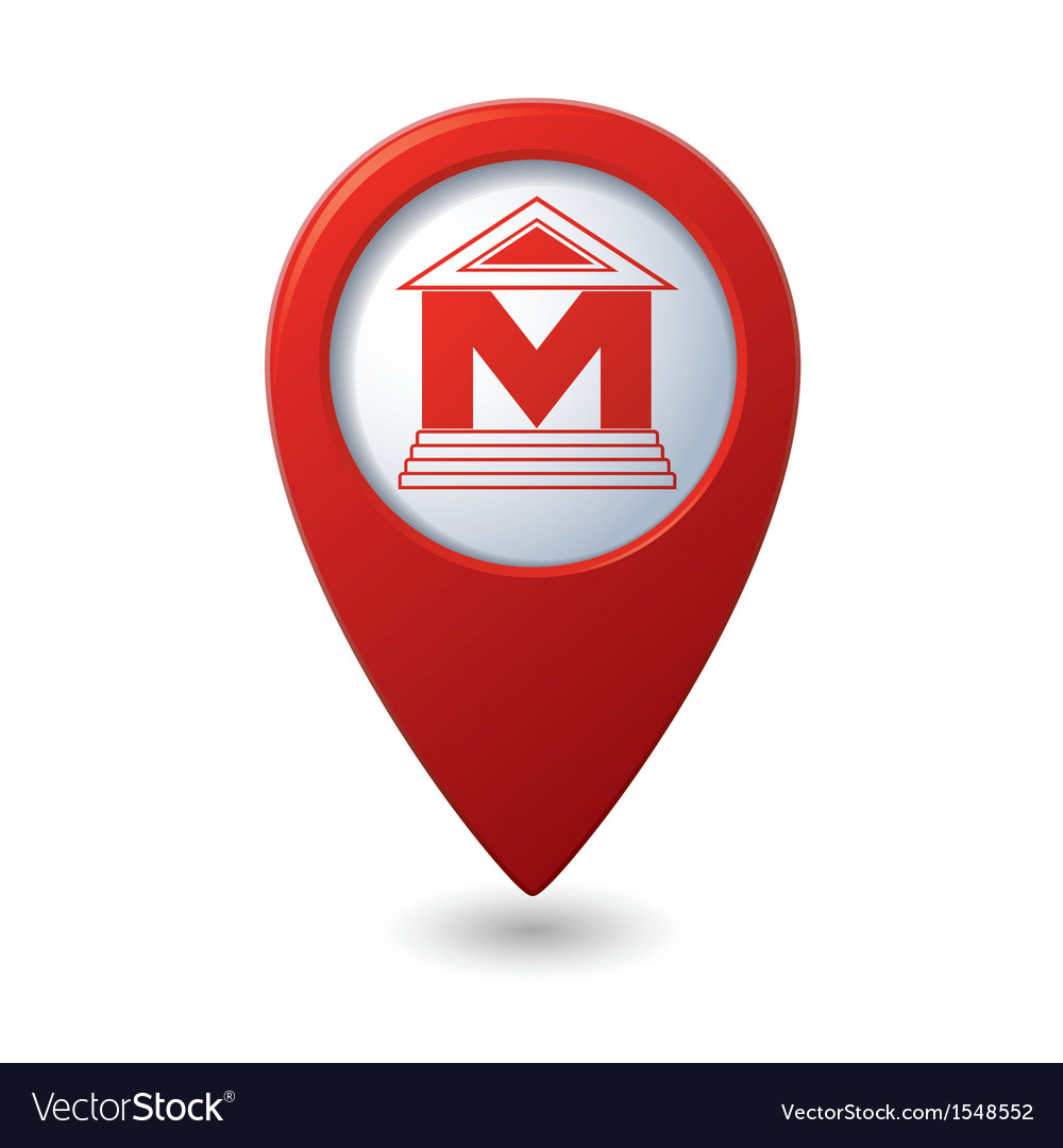 Museum icon red pointer Royalty Free Vector Image